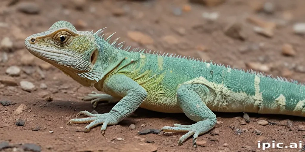 A Colorful Lizard with Unique Patterns Crawling on the Ground.