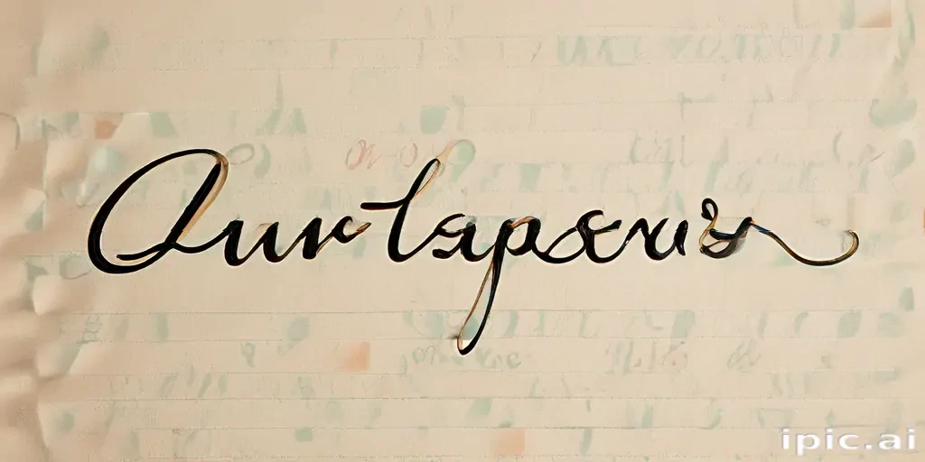 Elegant Script of the Word 'Autapenos' Against a Light Background