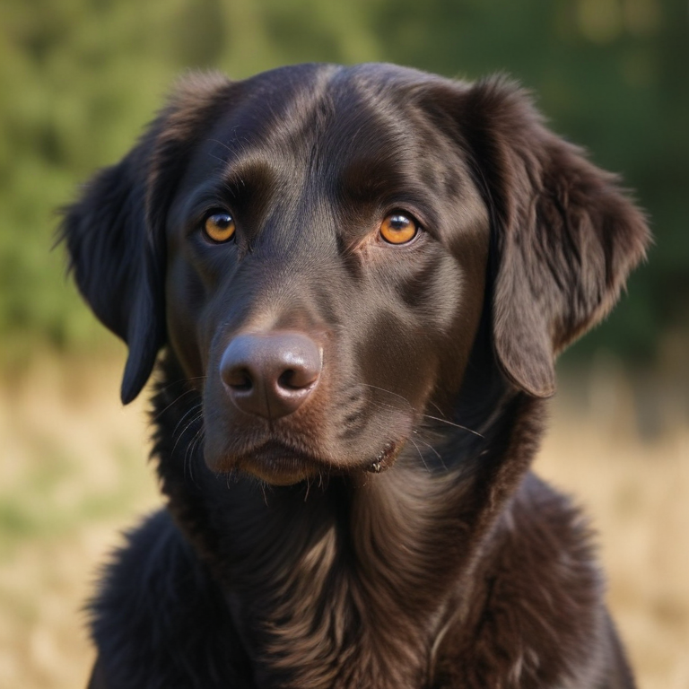 A Beautiful Brown Dog with Expressive Eyes in a Natural Setting.