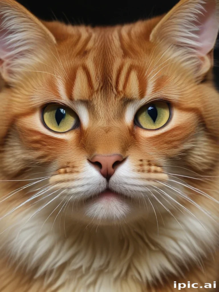 Majestic Ginger Cat with Striking Yellow Eyes Captured in Close-Up