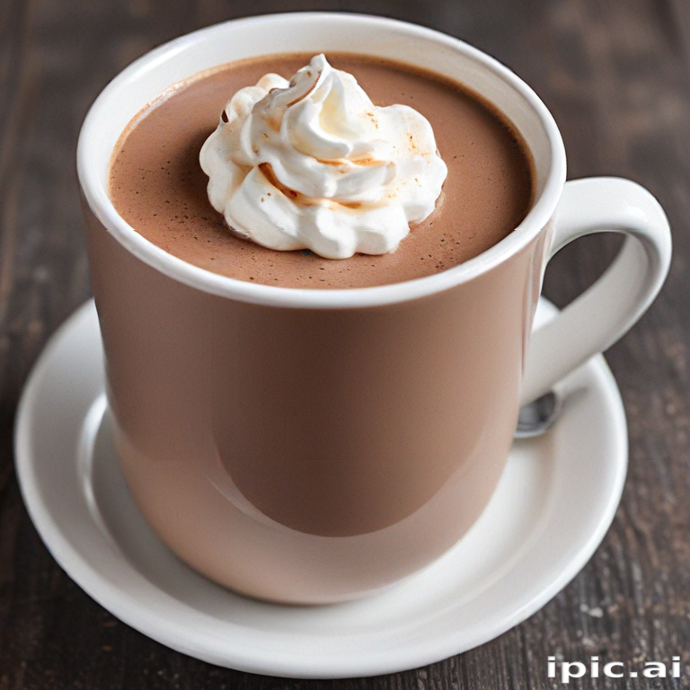 A Rich, Creamy Cup of Hot Chocolate Topped with Whipped Cream Delight.
