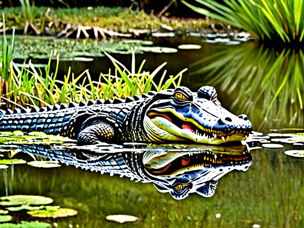 cartoon alligator in a swamp