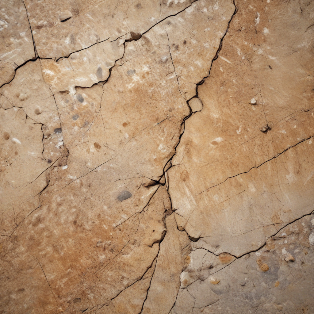 Textured Surface of Natural Stone with Visible Cracks and Patterns
