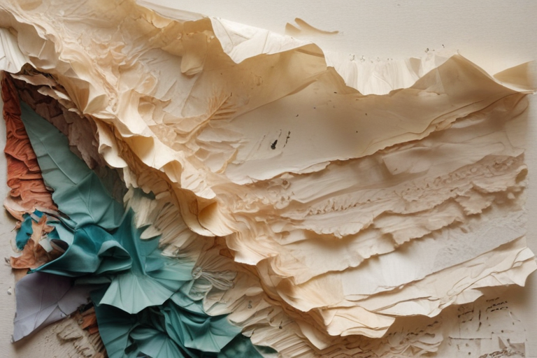 Intricate Paper Sculpture Showcasing Layers of Texture and Colorful Design