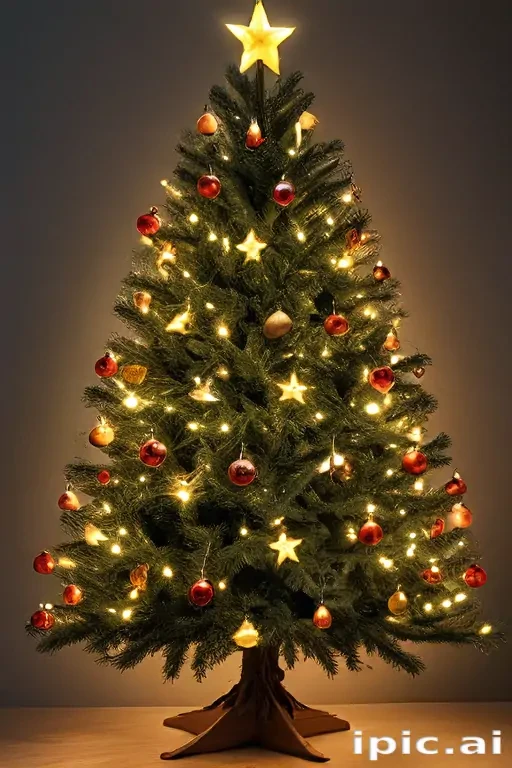 Beautifully Decorated Christmas Tree Illuminated with Warm Lights and ...