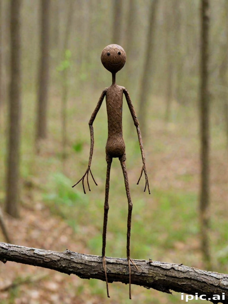Whimsical Forest Character Crafted from Natural Materials Standing ...