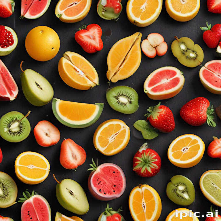 A Vibrant Array of Fresh Fruits Displayed in Colorful Patterns and ...