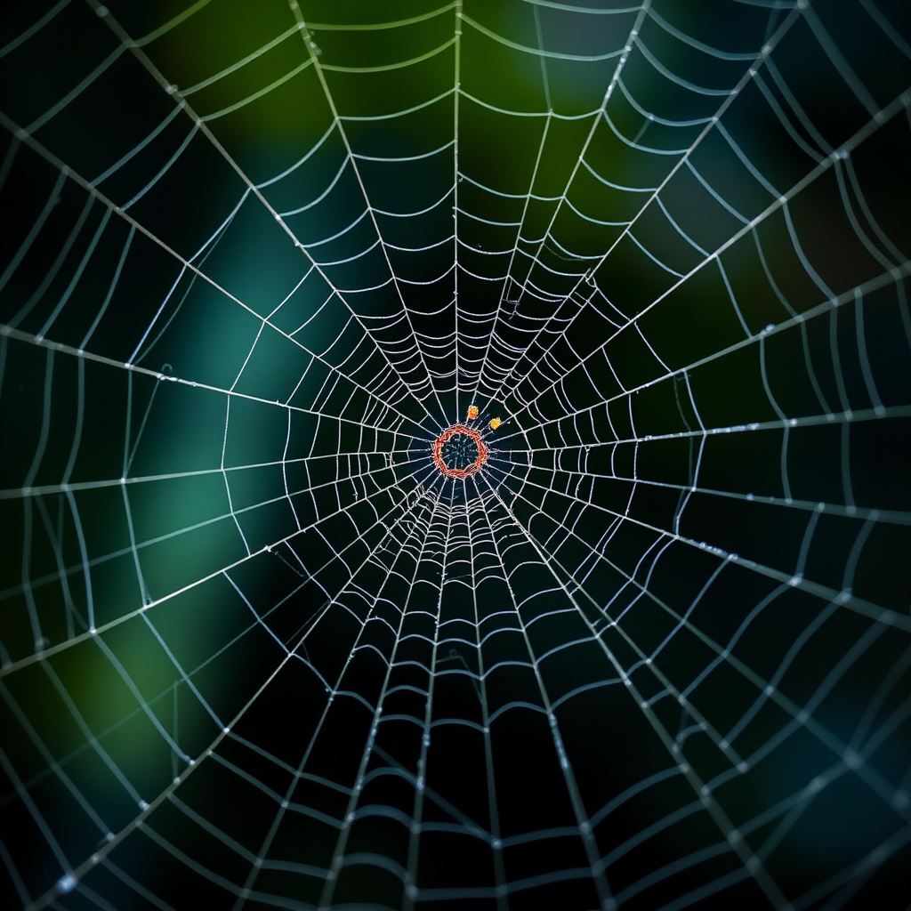 Create a highly detailed and intricate spider web design, using a macro ...