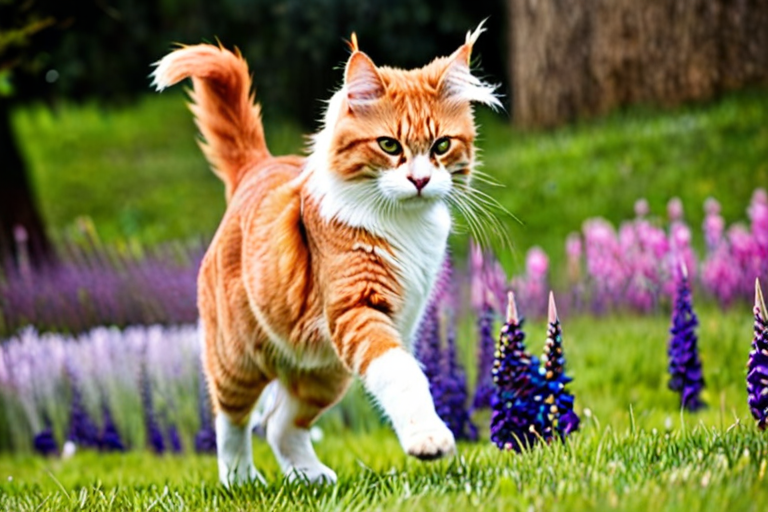 Hercules, the orange cat with a fluffy mane fighting unicorns