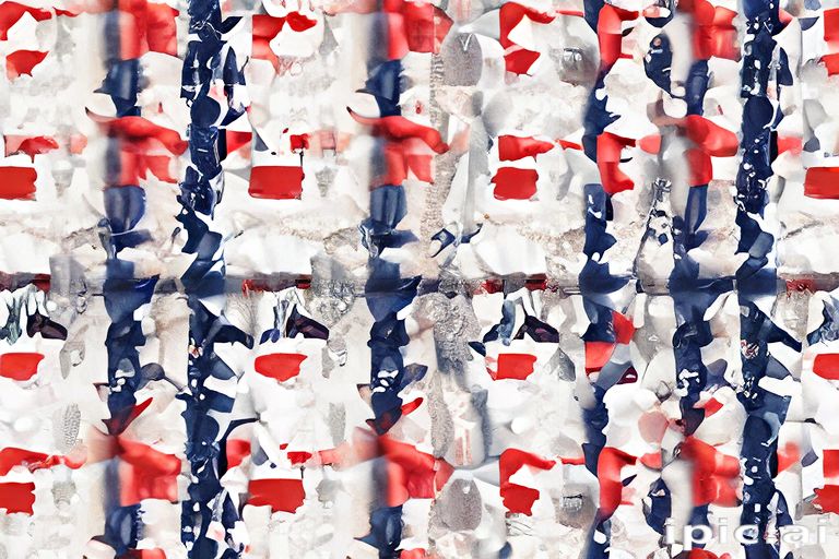 Abstract Pattern of Red, White, and Blue Textures with Vertical Lines