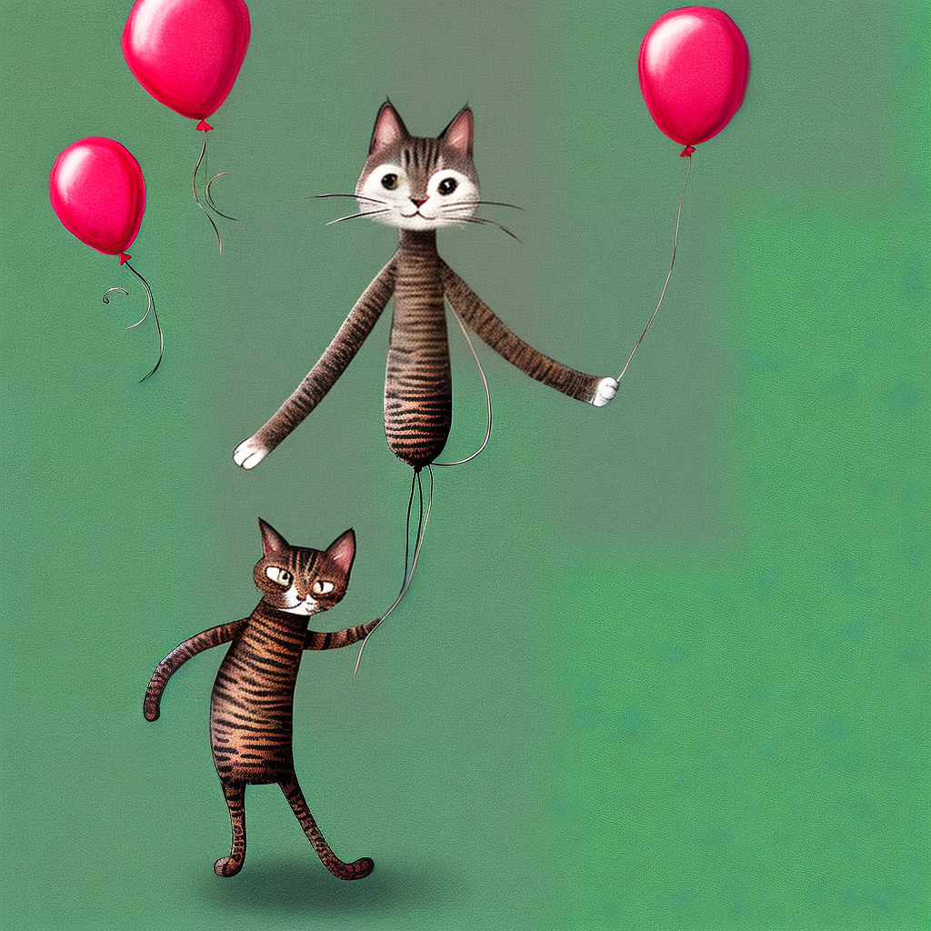 a cat with balloon head