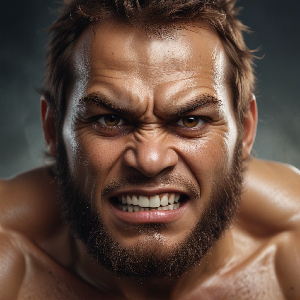 Intense Close-Up of a Man Expressing Raw Emotion and Anger.