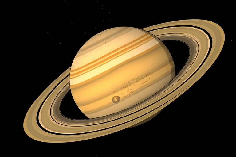 Majestic Saturn Surrounded by Its Stunning Rings in Cosmic Splendor