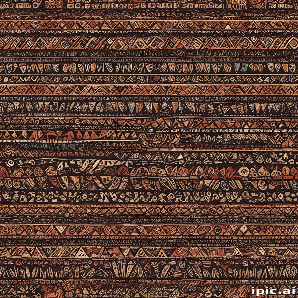 Intricate Patterns of Ancient Symbols and Designs on a Dark Background