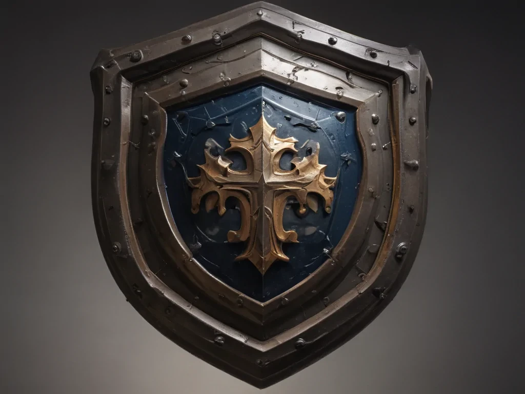 A Detailed Close-Up of an Ornate Medieval Shield with Symbolic Design