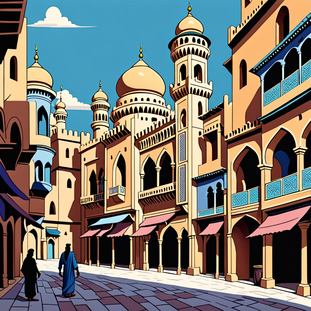 Empty scene in the medieval square of the city of Agrabah from the ...