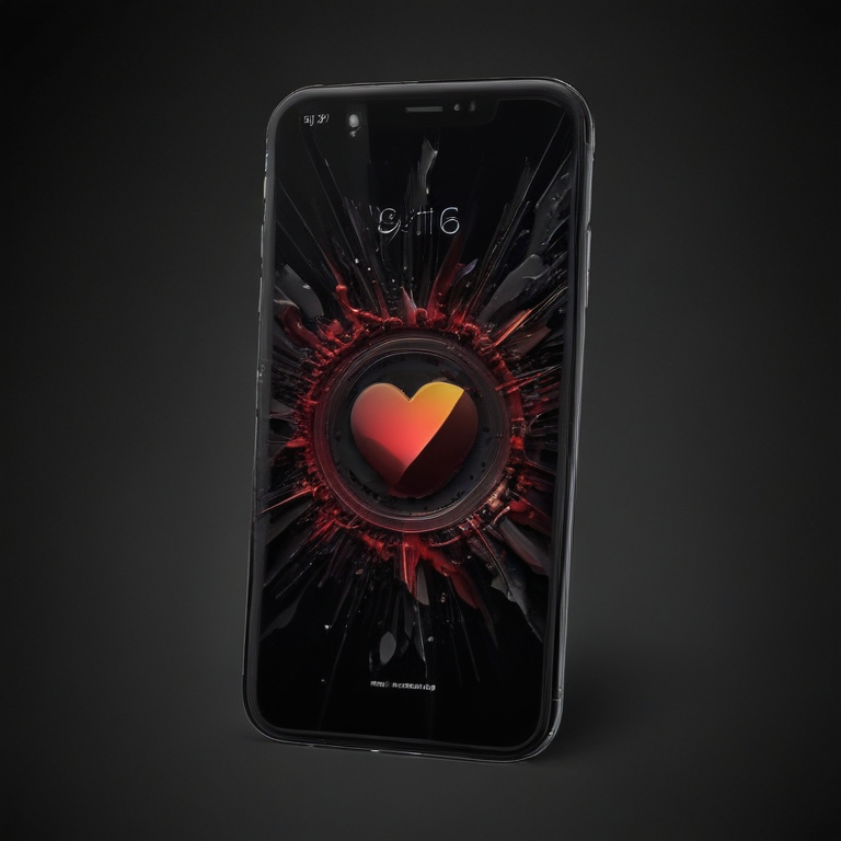 Modern Smartphone Displaying a Heart Symbol Surrounded by Vibrant ...