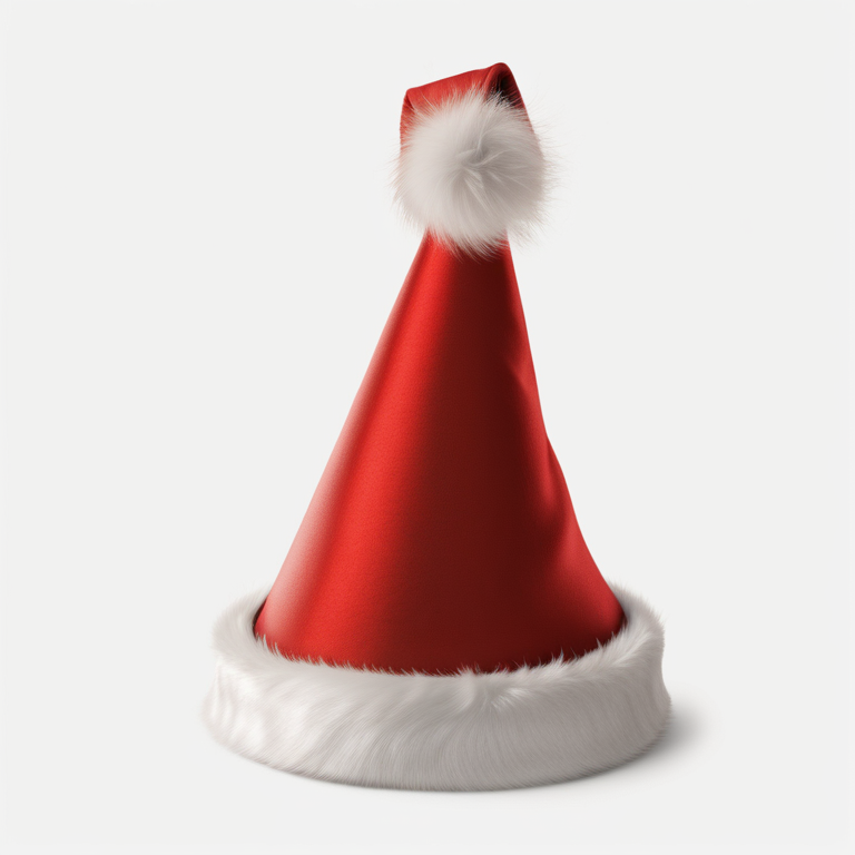 A Festive Red Santa Hat with White Fur Trim for Holiday Cheer