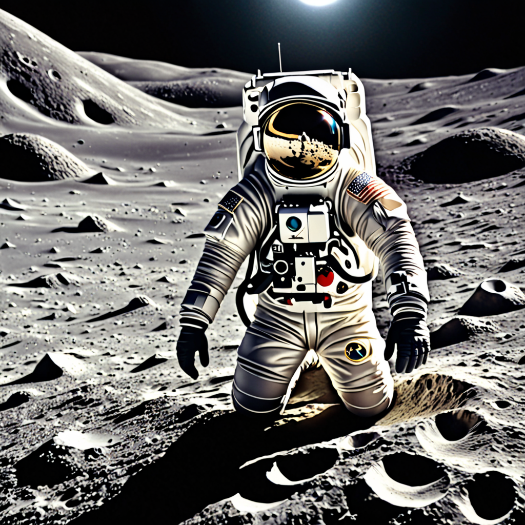 an astronaut sitting on the moon