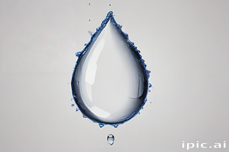 Captivating Close-Up of a Glimmering Water Droplet on a Light Background