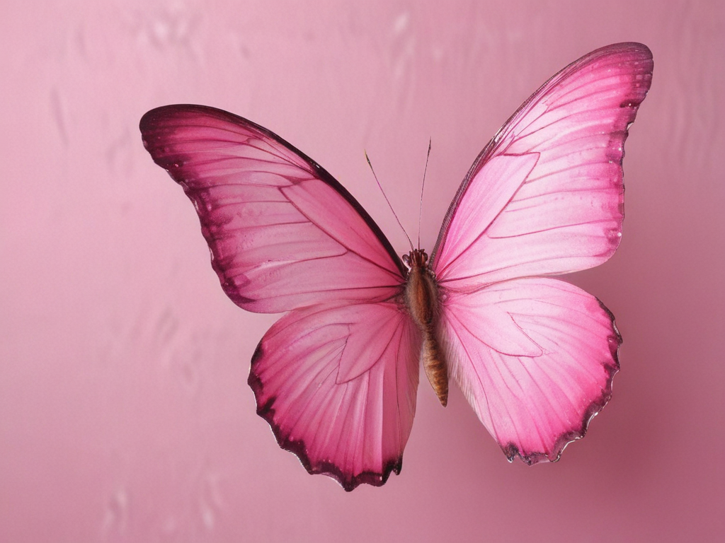 A Delicate Pink Butterfly Gracefully Floating Against a Soft Pink ...