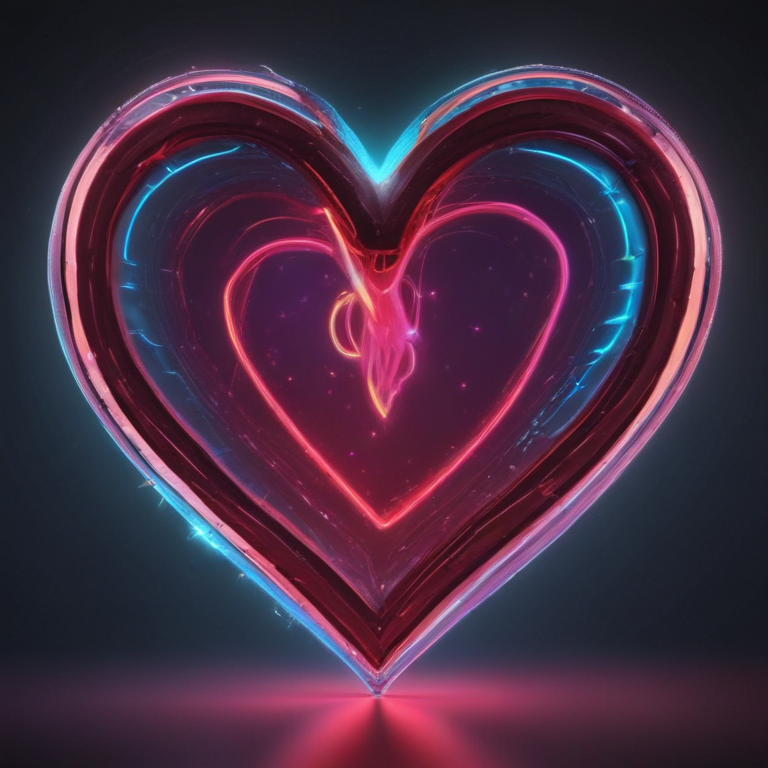 Glowing Heart Design with Vibrant Colors and Intricate Inner Patterns