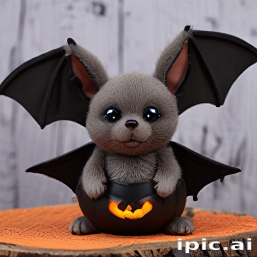 Adorable Halloween Bat Plush Toy Sitting in Pumpkin with Cute Expression