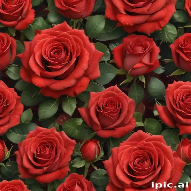 A Beautiful Arrangement of Lush Red Roses Surrounded by Green Leaves.