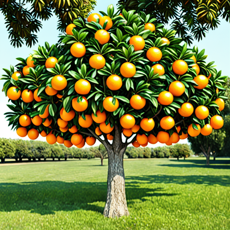 mega giant orange tree ultra realistic