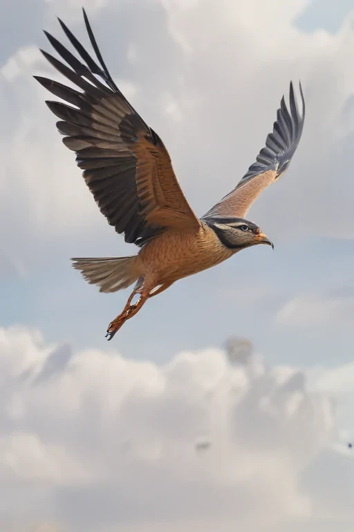 A Majestic Bird in Flight Against a Beautiful Cloudy Sky Background