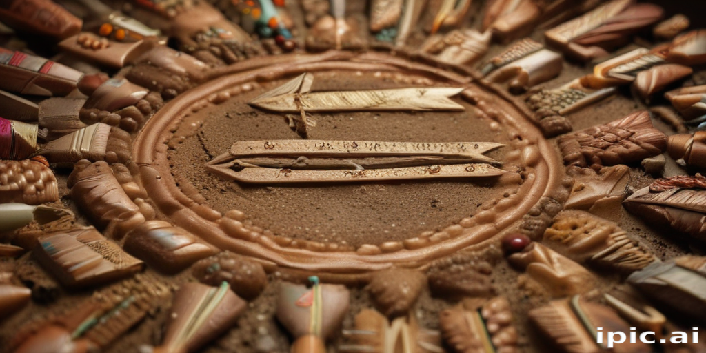 Intricate Mosaic of Natural Materials Forming a Symbolic Circular Design