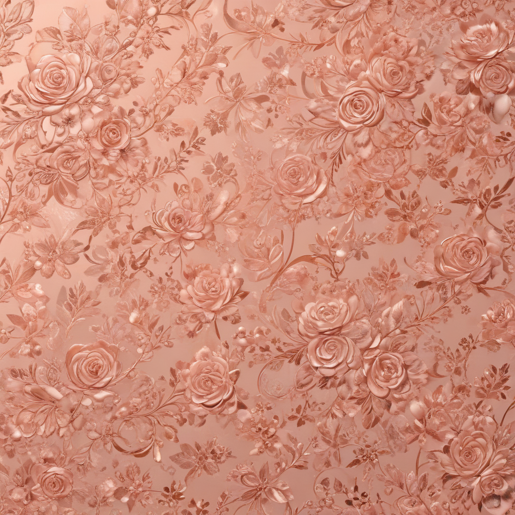 Elegant Rose Floral Pattern in Soft Rose Gold for Luxurious Decor.