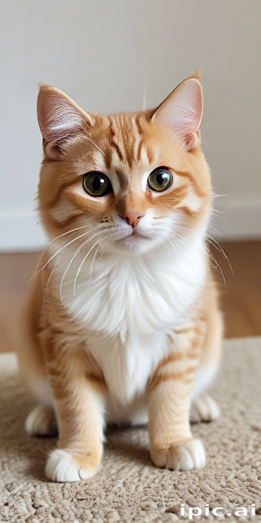 A Charming Orange Tabby Cat Posing Adorably on a Soft Rug.