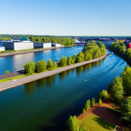 River Aurajoki in Turku, Finland as a swimming pool in a city