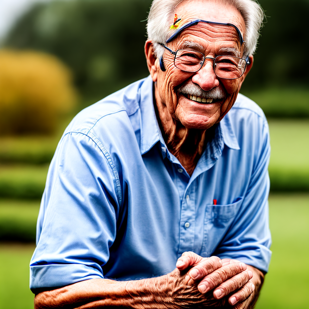 single elderly man smiling