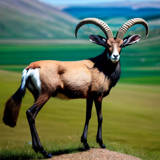 realistic style Dahu, mountain ibex with two shorter legs on one side