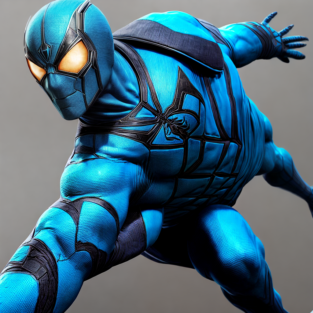 Blue beetle DC combined with spider man from marvel but put a beetle symbol