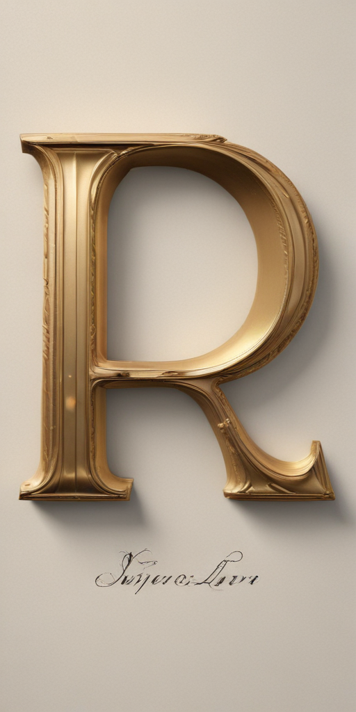 Elegant Golden Letter R with Decorative Flourishes Against a Soft ...