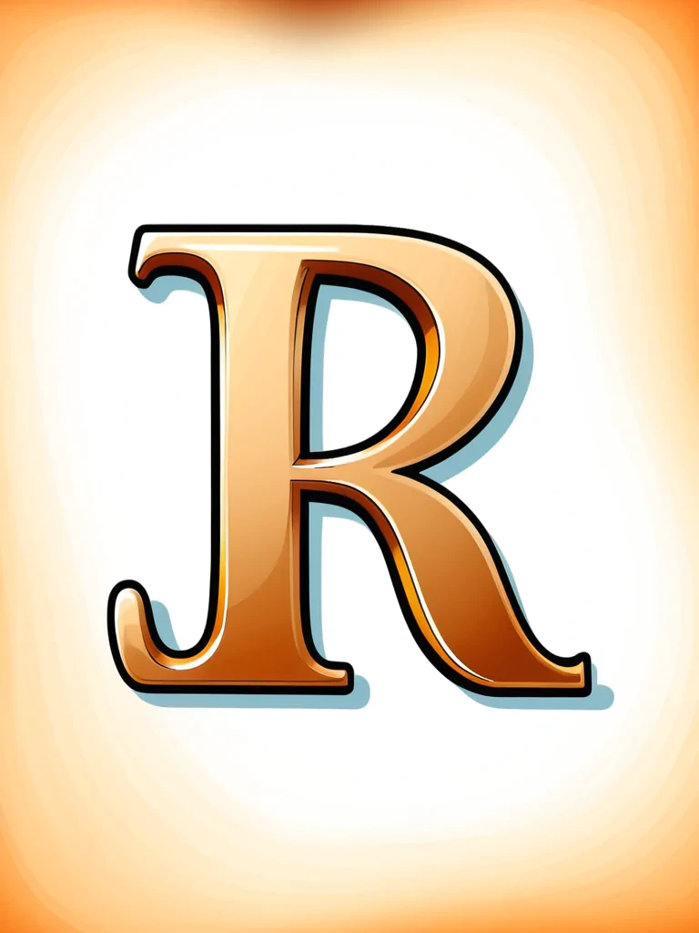 Stylized and Shiny Letter R with a Vibrant Background Design