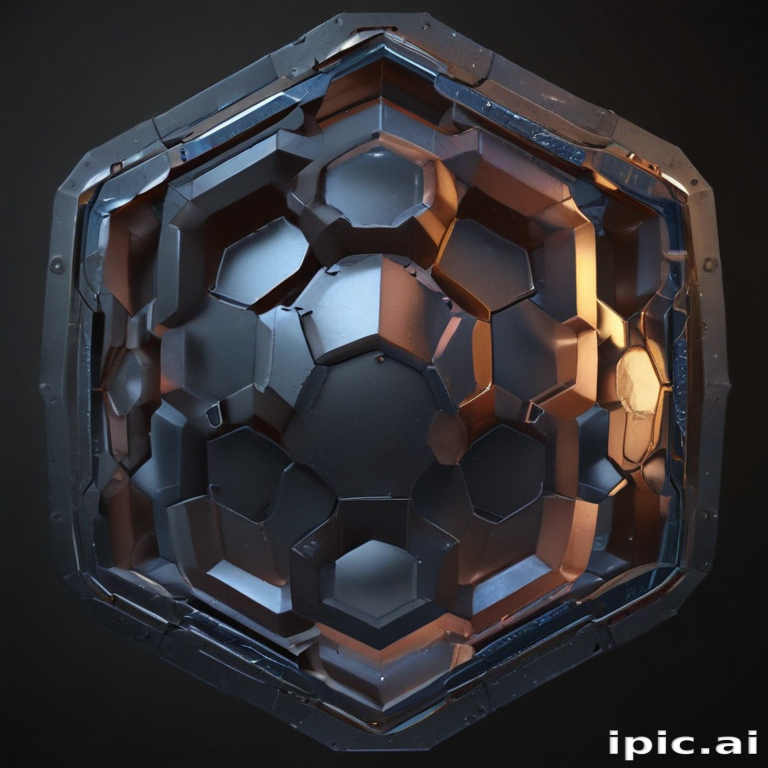 Intricate Hexagonal Shield Design with Layered Textures and Modern ...
