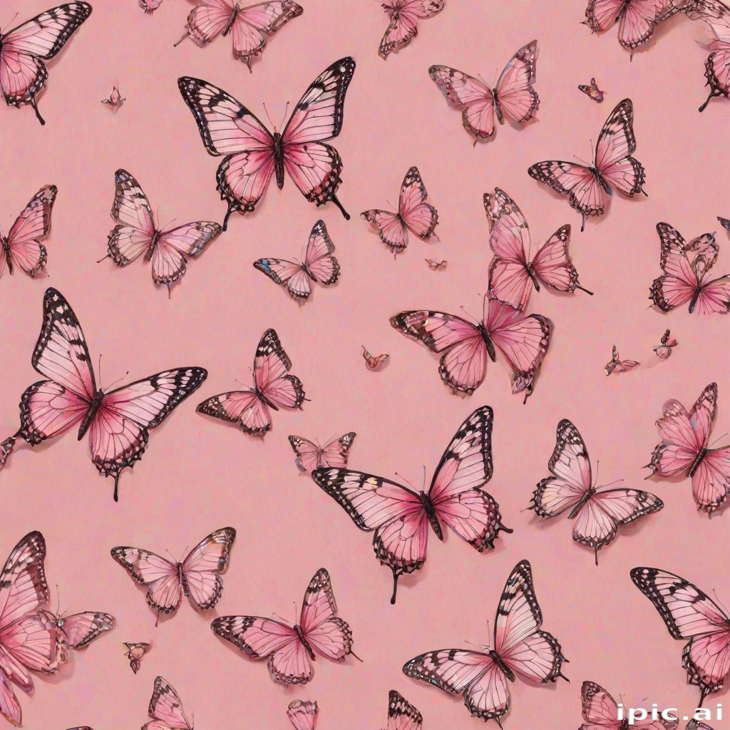 A Beautiful Collection of Delicate Pink Butterflies on a Soft Pink ...