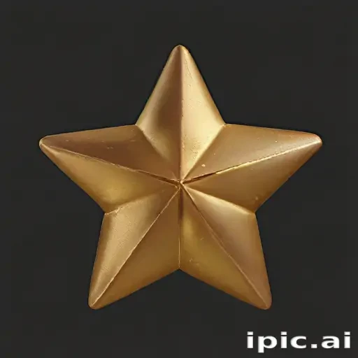Shining Gold Star with a Three-Dimensional Design Against a Dark Background