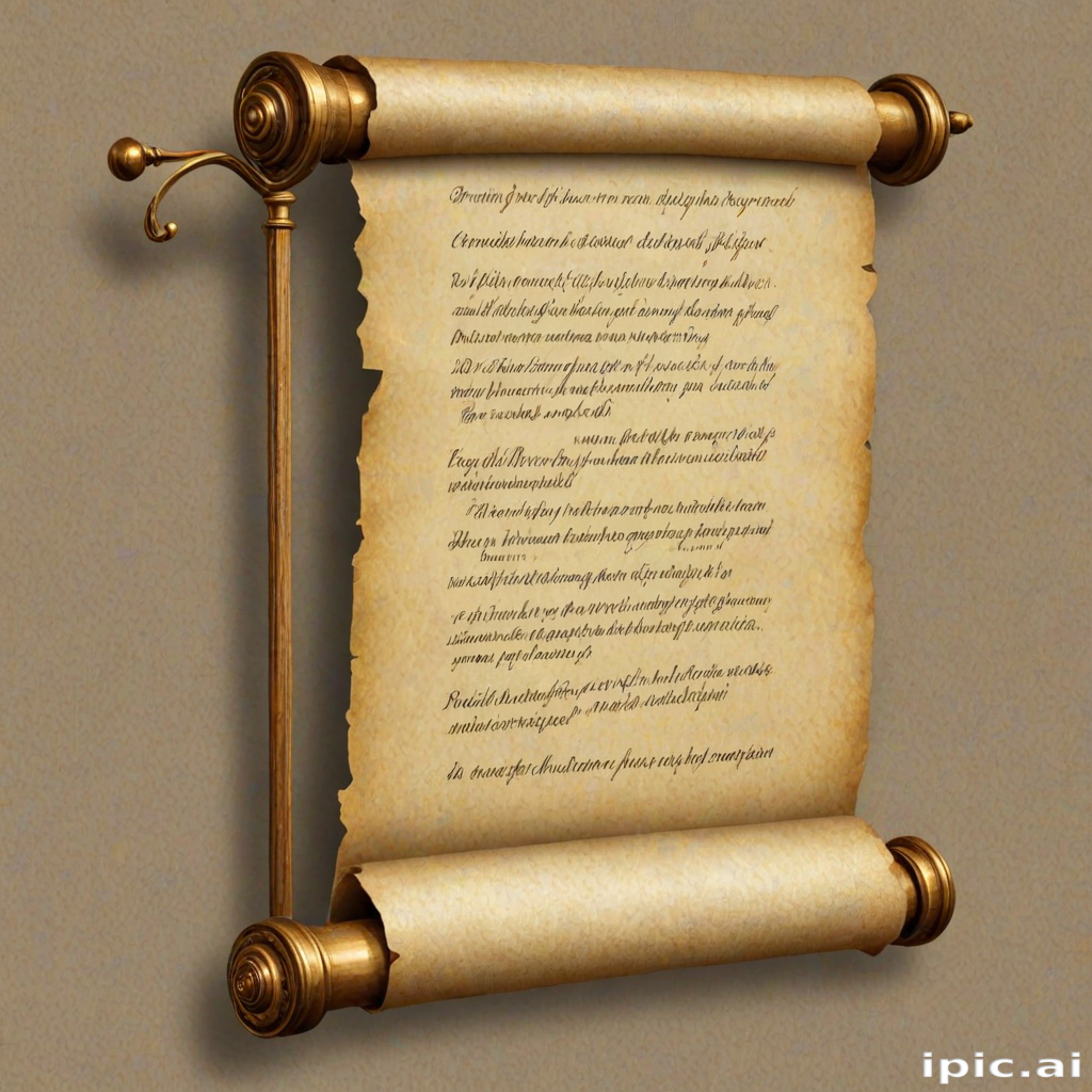 Ancient Scroll with Elegant Scrollwork and Intricate Text Presentation