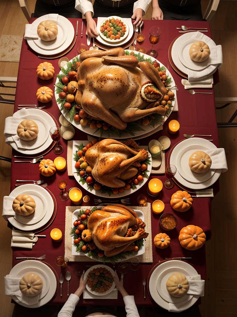 Festive Thanksgiving Feast Featuring Two Golden-Brown Turkeys and ...