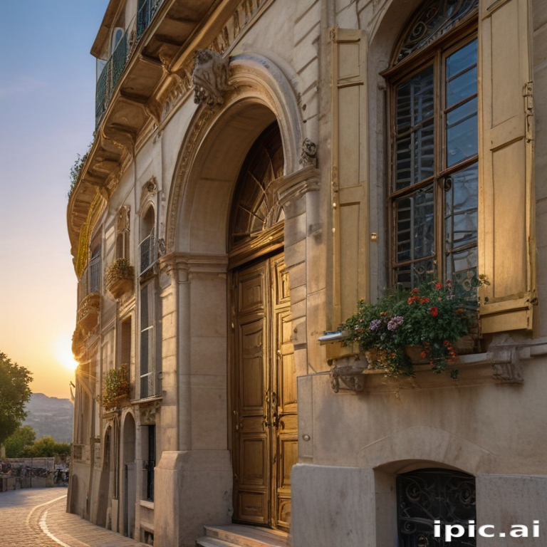 Charming Urban Scene Featuring a Beautifully Decorated Historic ...