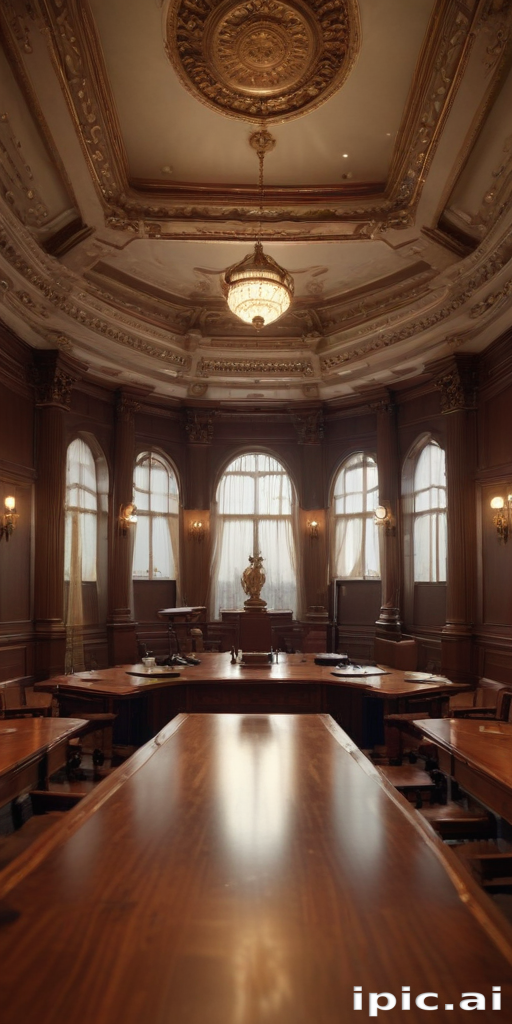 Elegant Historic Courtroom Interior with Grand Architecture and Natural ...