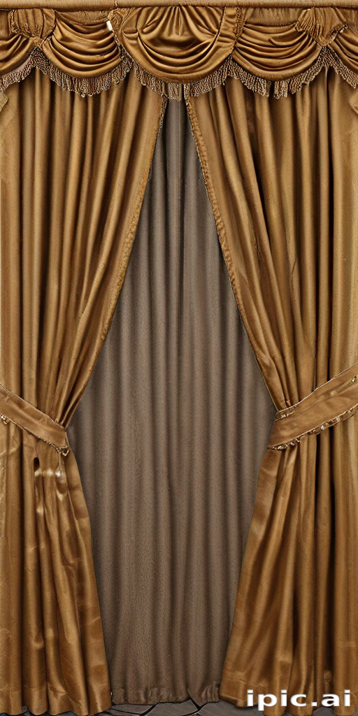 Elegant Golden Drapes with Intricate Design and Rich Fabric Texture.