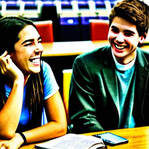 college student laughing at another sad college student