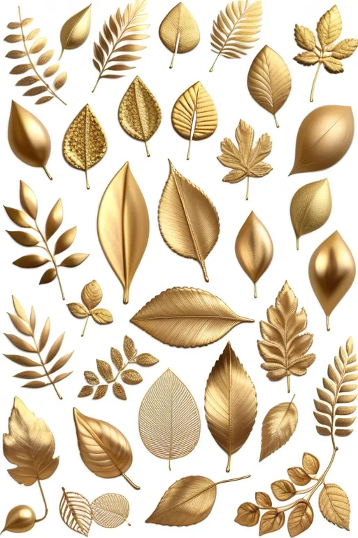 Beautiful Collection of Golden Leaves in Various Shapes and Sizes