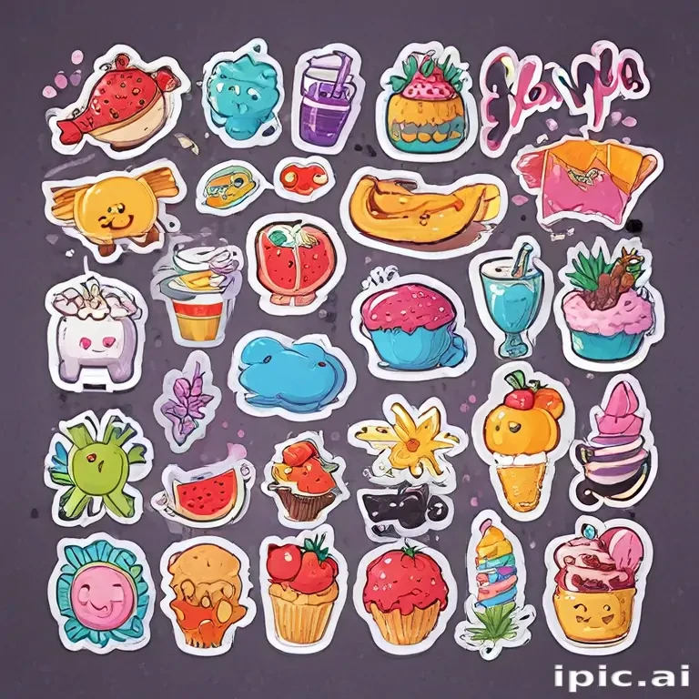 Colorful Collection of Cute Food and Drink Stickers for Fun Decor